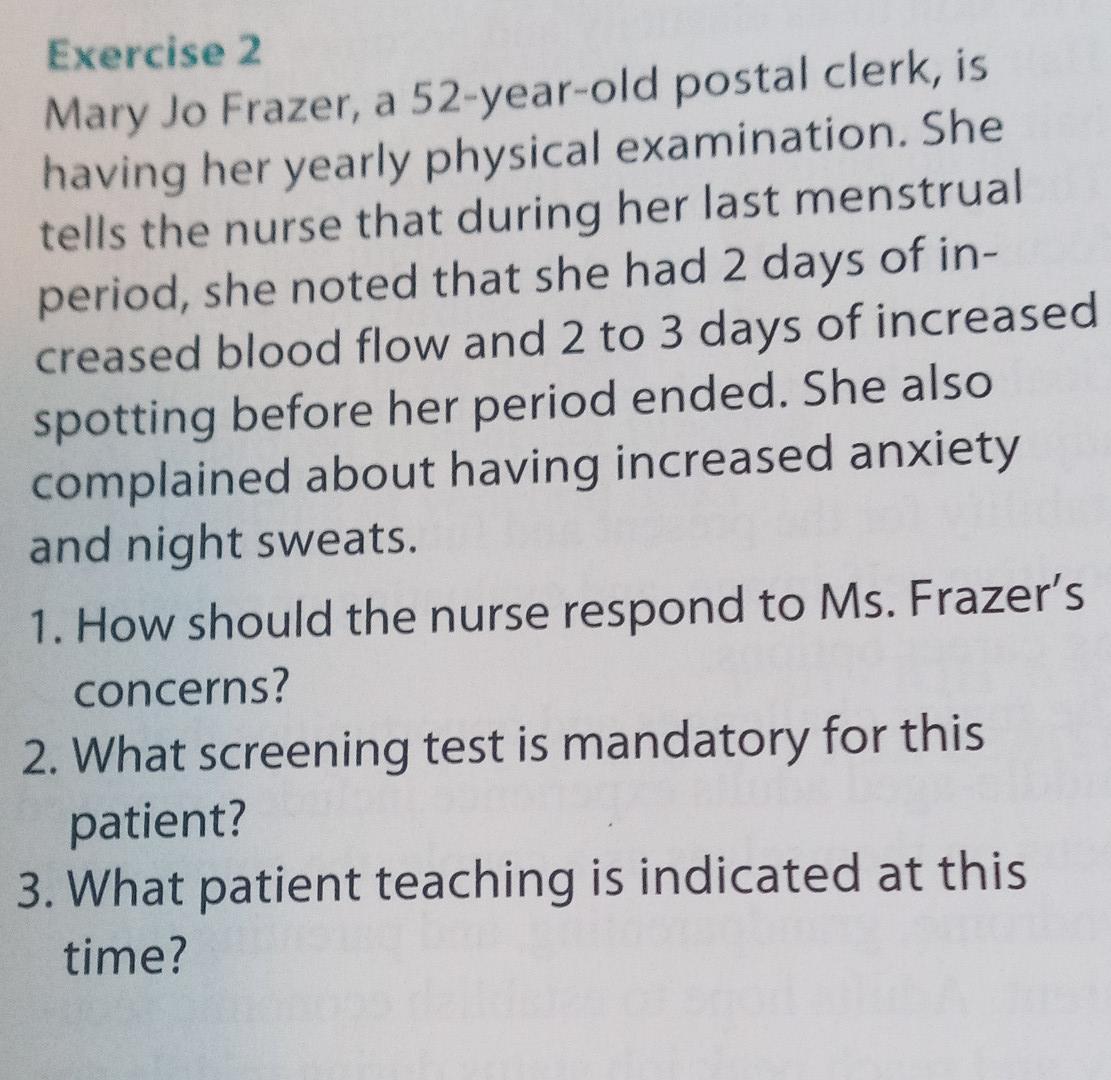 Solved Exercise 2 Mary Jo Frazer, a 52-year-old postal | Chegg.com