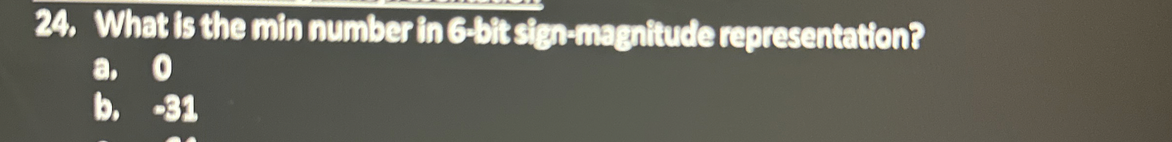 Solved What is the min number in 6 -bit sit n-magntude | Chegg.com