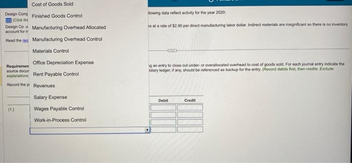 Solved dowing data refect activity for the year 2020 - is at | Chegg.com