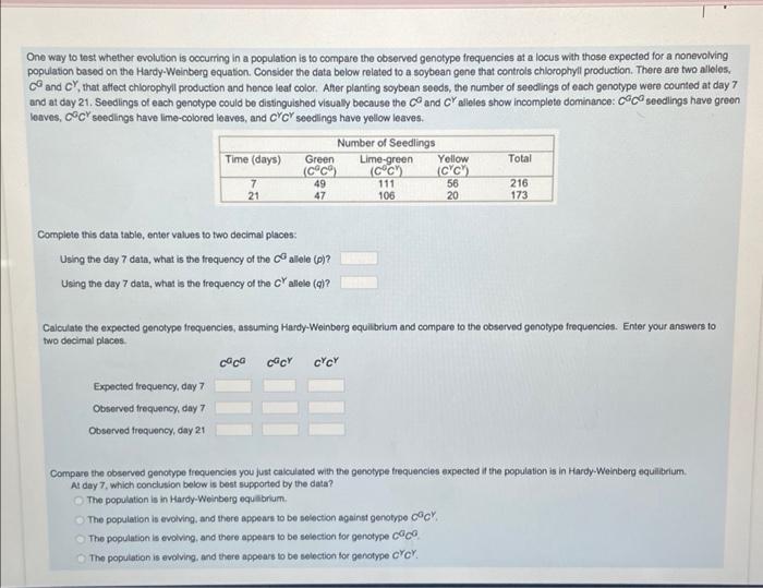 Solved One way to test whether evolution is occurring in a | Chegg.com