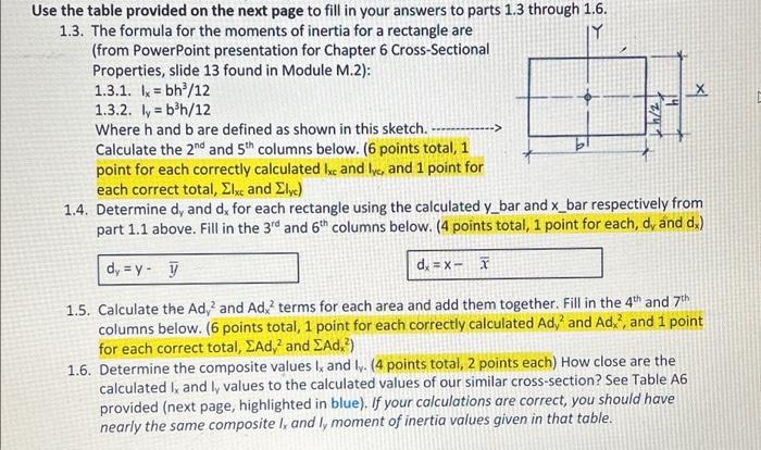 Use the table provided on the next page to fill in | Chegg.com