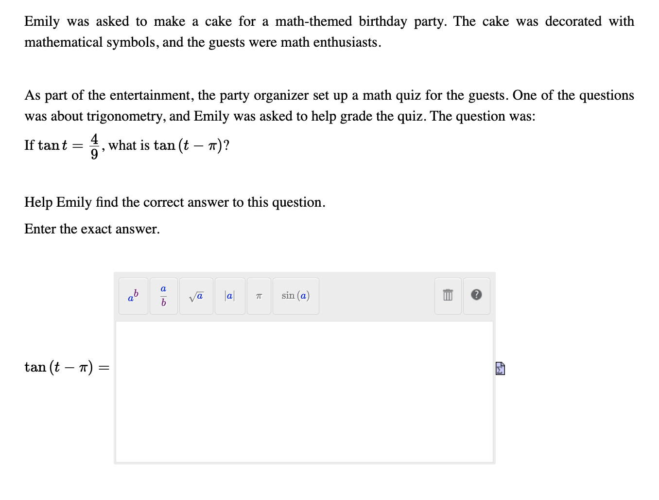 Solved Emily was asked to make a cake for a math-themed | Chegg.com