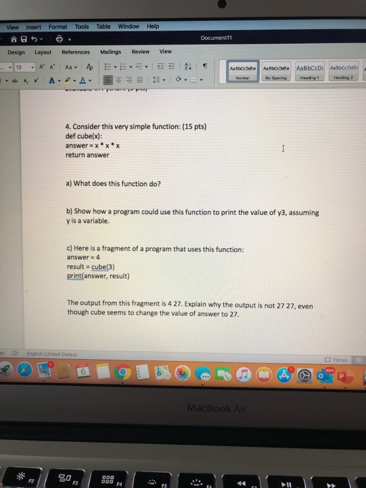 Solved Document11 View Insert Format Tools Table Window Help | Chegg.com