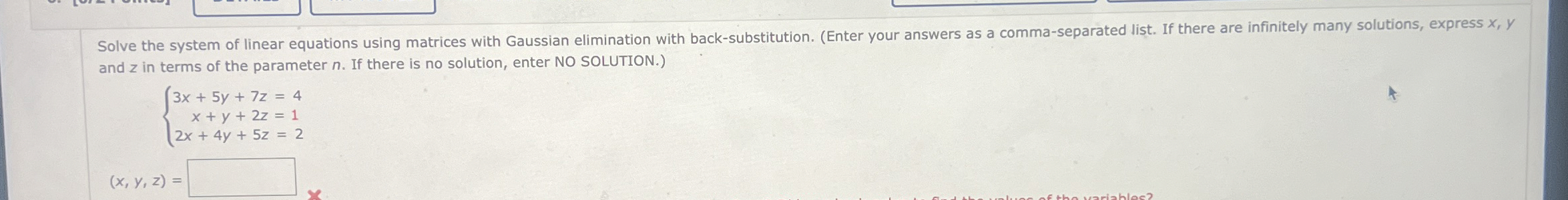 Solved Solve the system of linear equations using matrices | Chegg.com