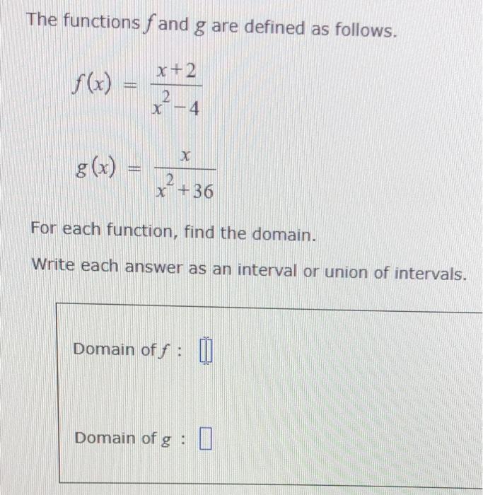 The functions fand g are defined as follows. f(x) = | Chegg.com