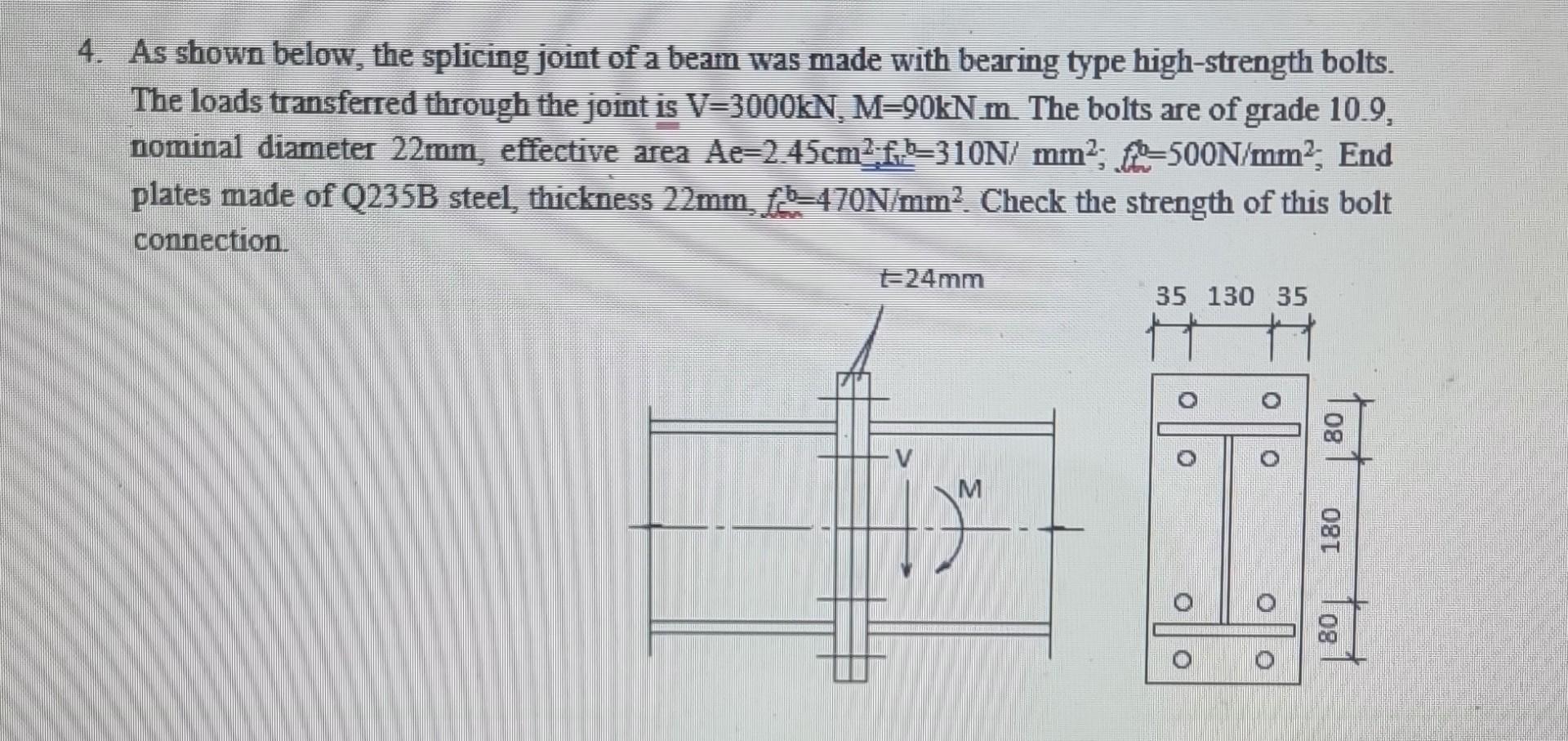 Solved 4. As shown below, the splicing joint of a beam was | Chegg.com