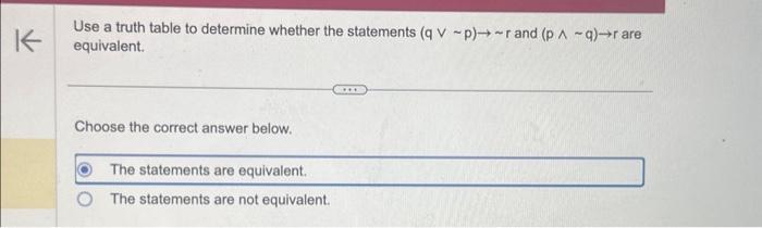Solved K Use a truth table to determine whether the | Chegg.com