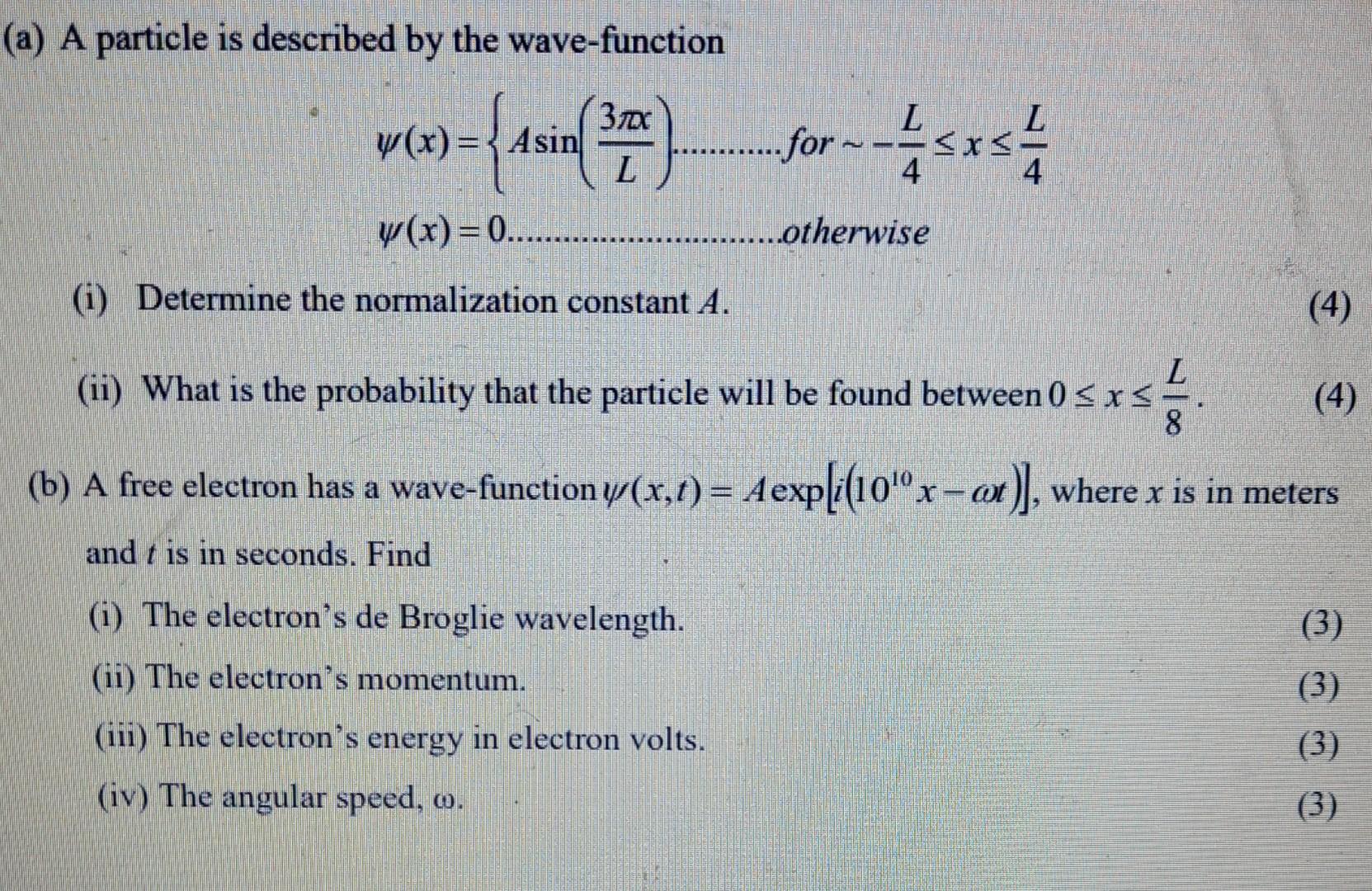 Solved (a) A particle is described by the wave-function | Chegg.com