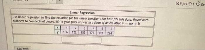 Solved Use linear regression to find the equation for the | Chegg.com