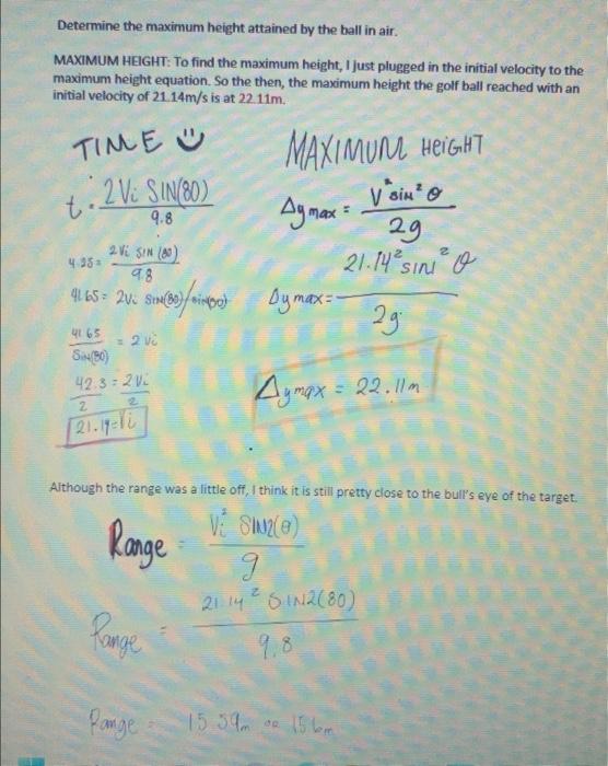Determine the maximum height attained by the ball in | Chegg.com
