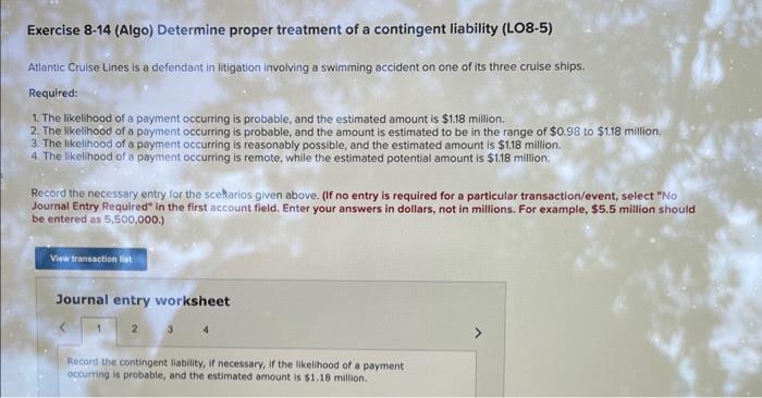 Solved Exercise 8-14 (Algo) Determine proper treatment of a | Chegg.com