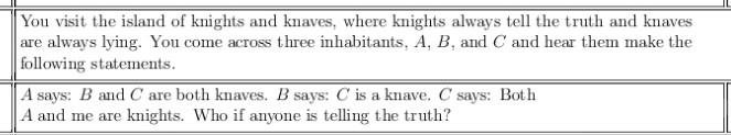 Solved You visit the island of knights and knaves, where | Chegg.com