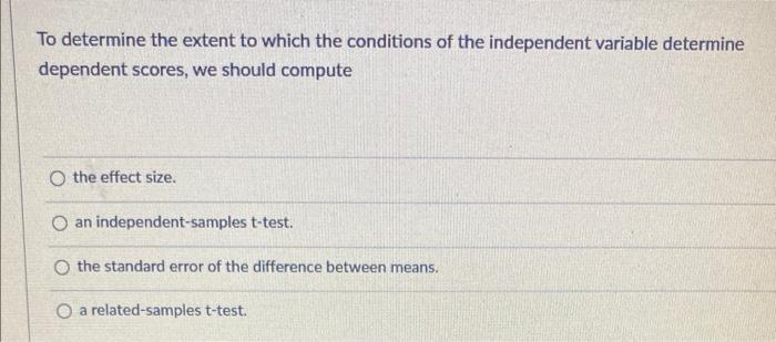 Solved To determine the extent to which the conditions of | Chegg.com