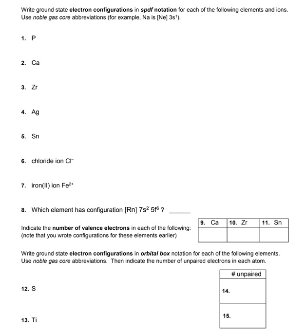 Solved Write ground state electron configurations in spdf | Chegg.com