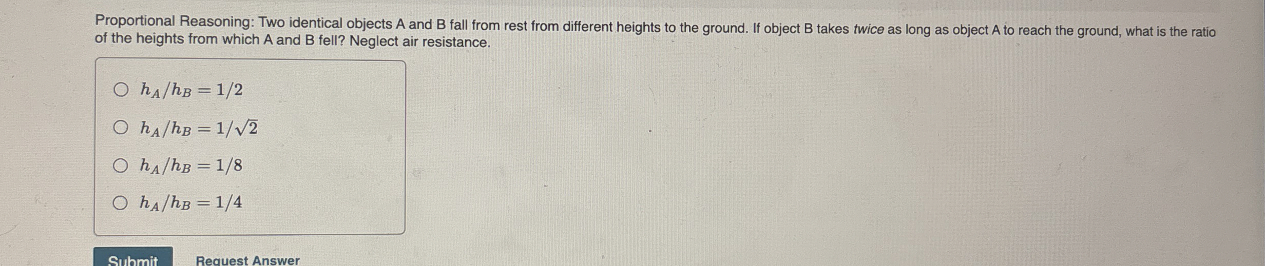 Solved Proportional Reasoning: Two identical objects A and B | Chegg.com