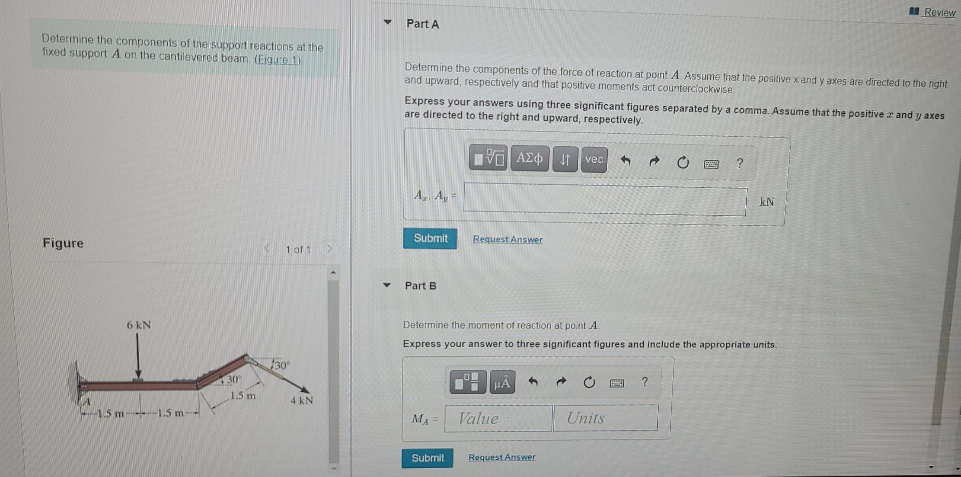 Solved A Review Part A Determine the components of the | Chegg.com