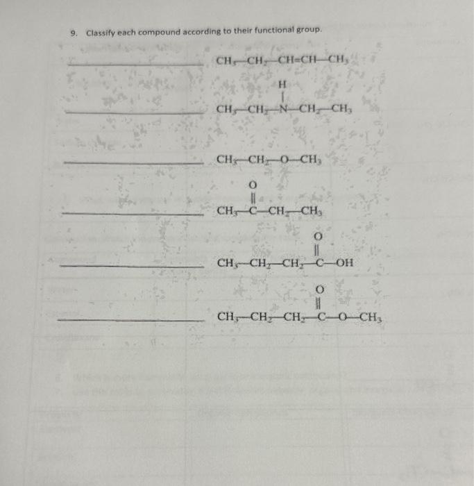 Solved 9. Classify each compound according to their | Chegg.com