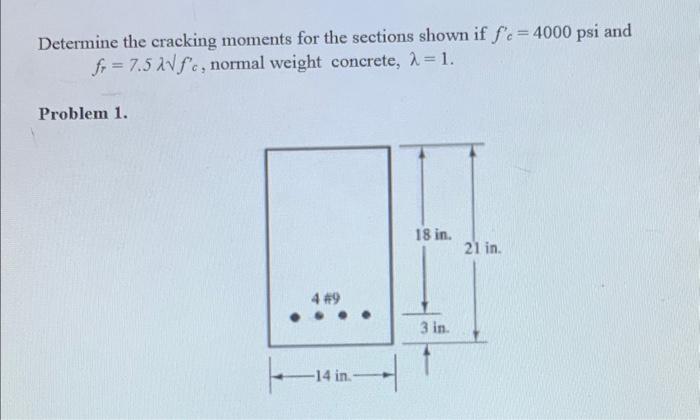 Solved Determine the cracking moments for the sections shown | Chegg.com