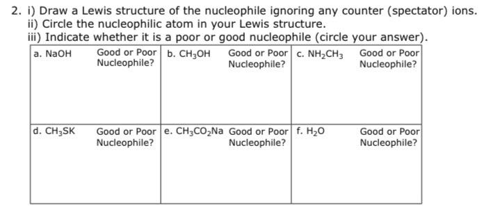 Solved 2. i) Draw a Lewis structure of the nucleophile | Chegg.com