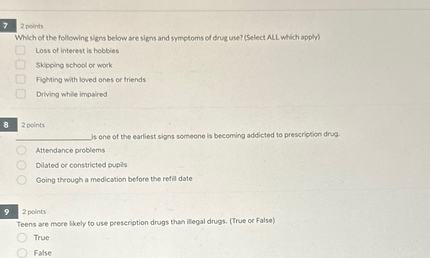Solved 72 ﻿pointsWhich of the following signs below are | Chegg.com