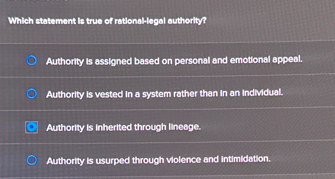 Solved Which statement is true of rational-legal | Chegg.com