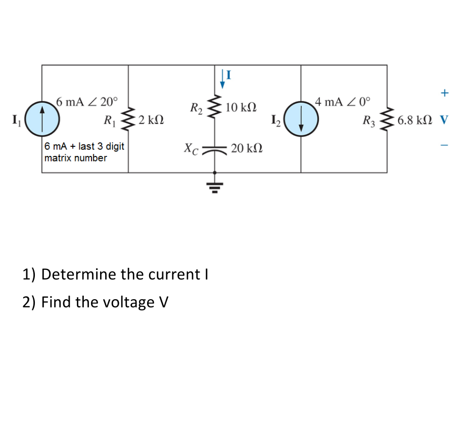 Solved 1) Determine the current I 2) Find the voltage V | Chegg.com