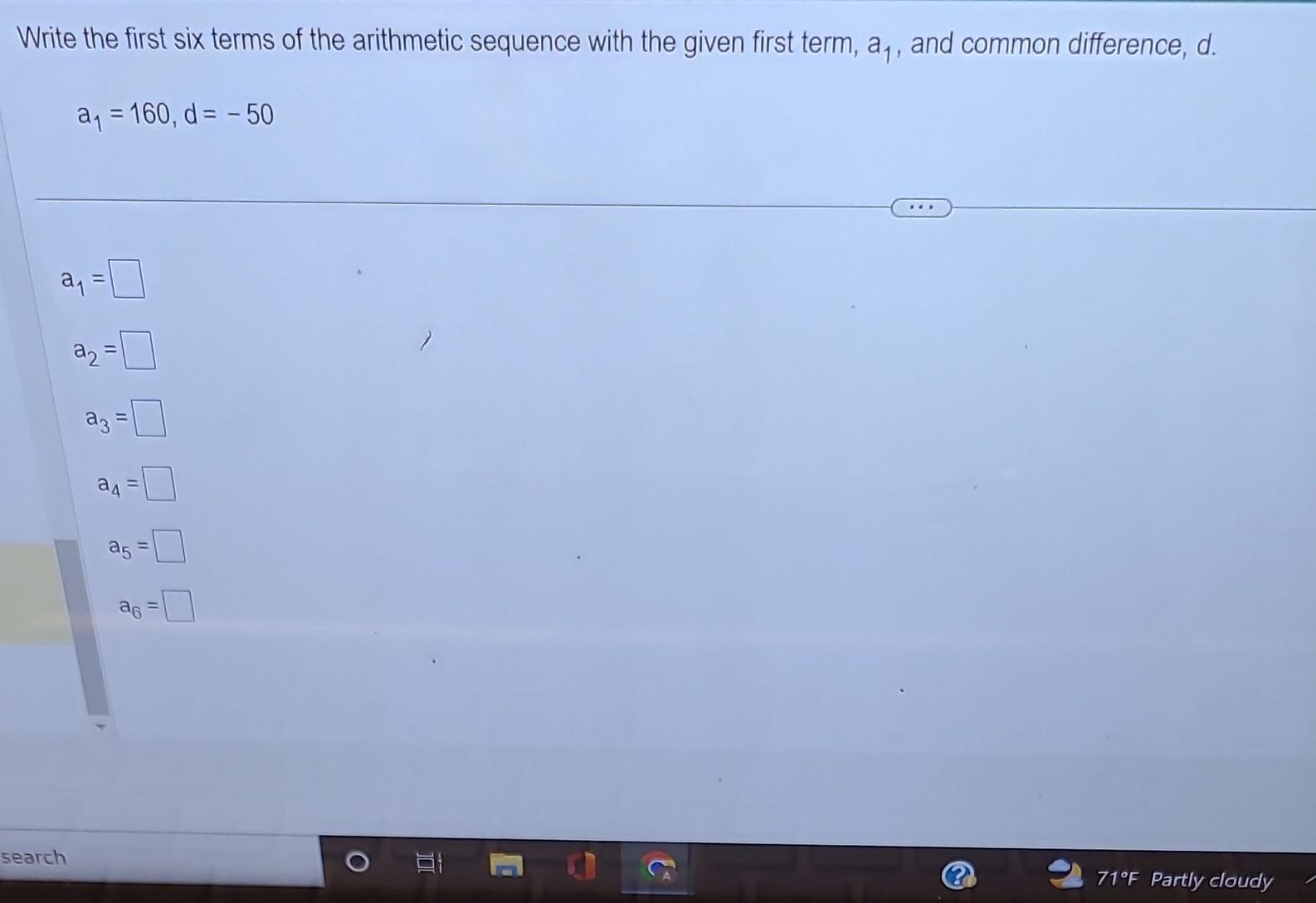 Solved Write the first six terms of the arithmetic sequence | Chegg.com