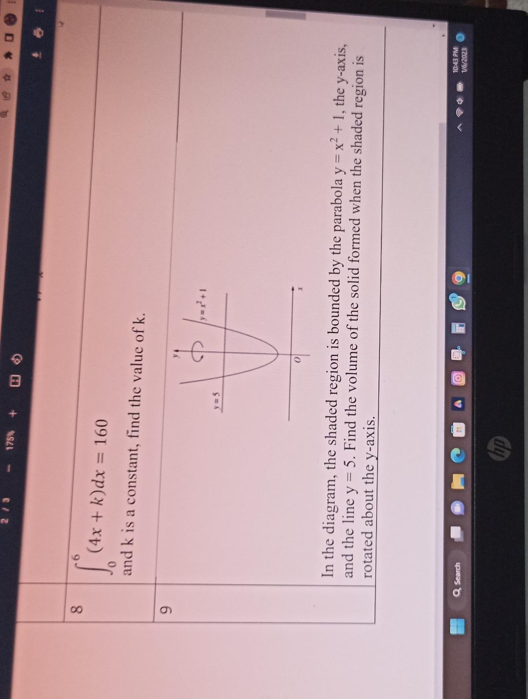 Solved ∫06(4x+k)dx=160 and k is a constant, find the value | Chegg.com