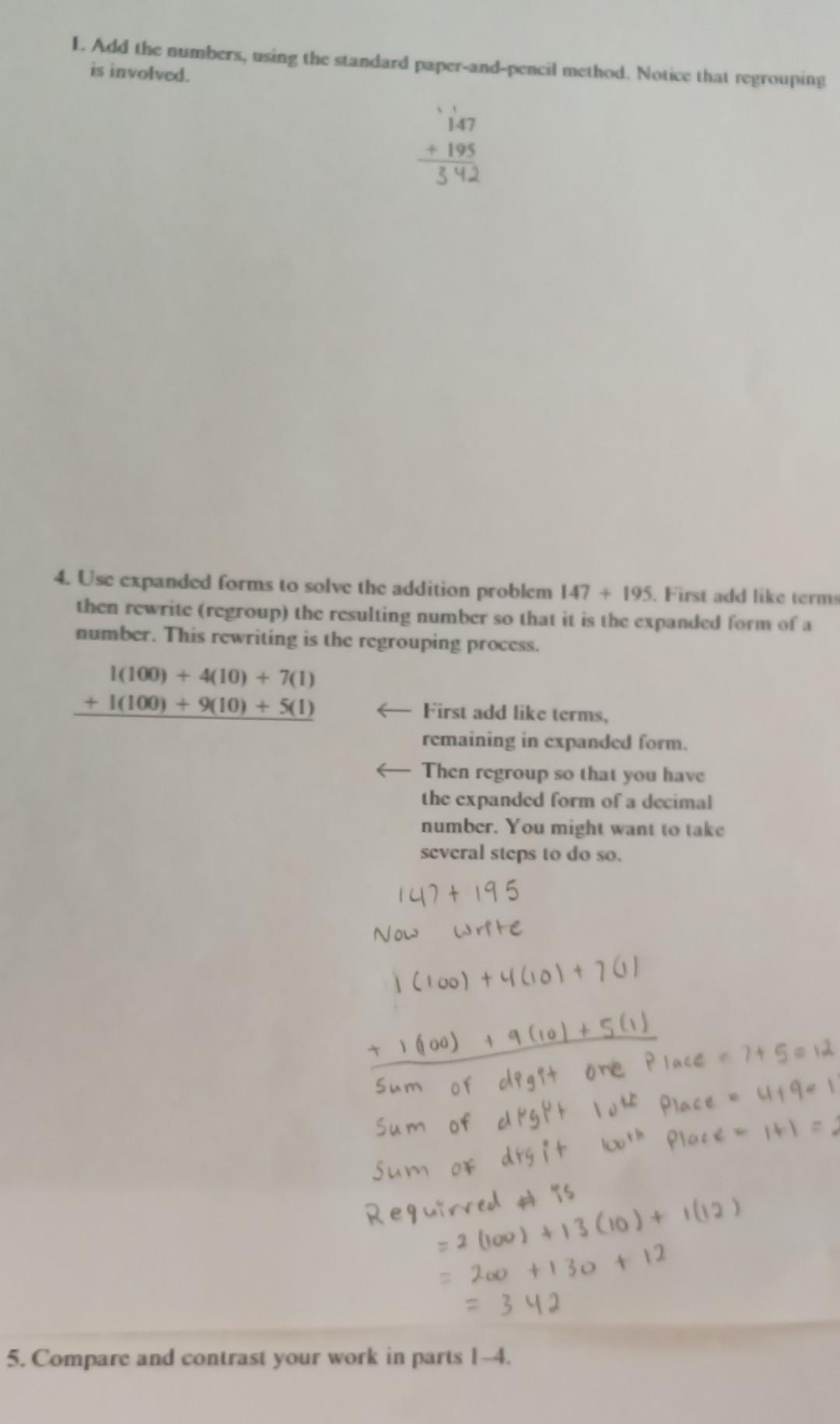 Solved 1. Add the numbers, using the standard | Chegg.com