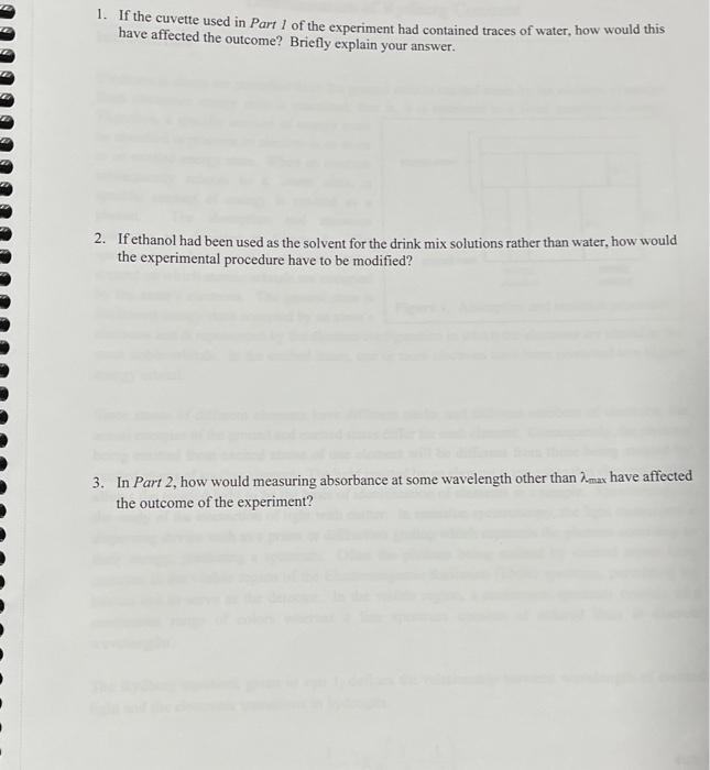 Part 2. Quantitative Analysis of an Unknown Solution: | Chegg.com