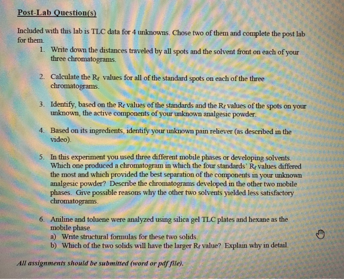 Solved Pre-lab Question(s): 1. Explain how TLC separates | Chegg.com