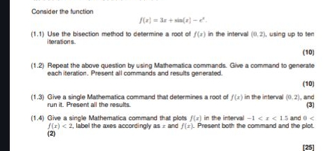Solved Consider the functionf(x)=3x+sin(x)-ex(1.1) ﻿Use the | Chegg.com