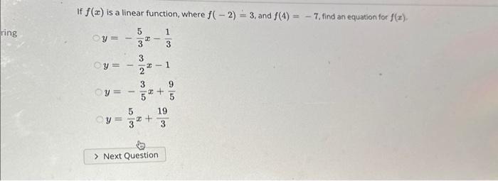 Solved f(x) is a linear function, where f(−2)=3, and | Chegg.com