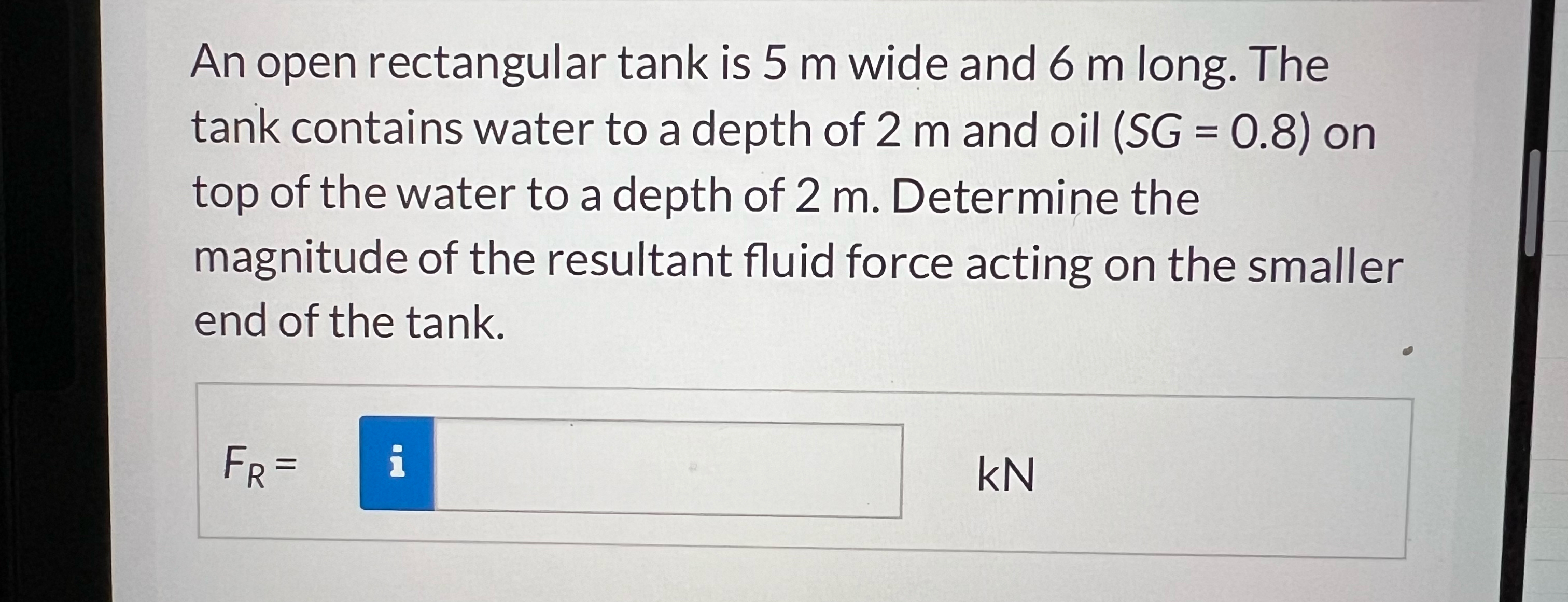 Solved An open rectangular tank is 5m ﻿wide and 6m ﻿long. | Chegg.com