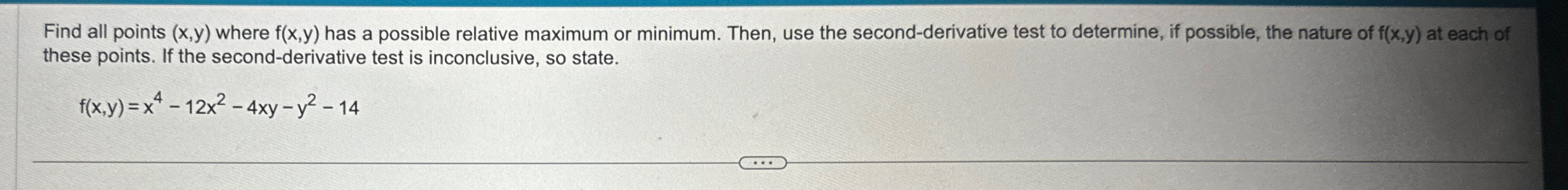 Solved Find all points (x,y) ﻿where f(x,y) ﻿has a possible | Chegg.com