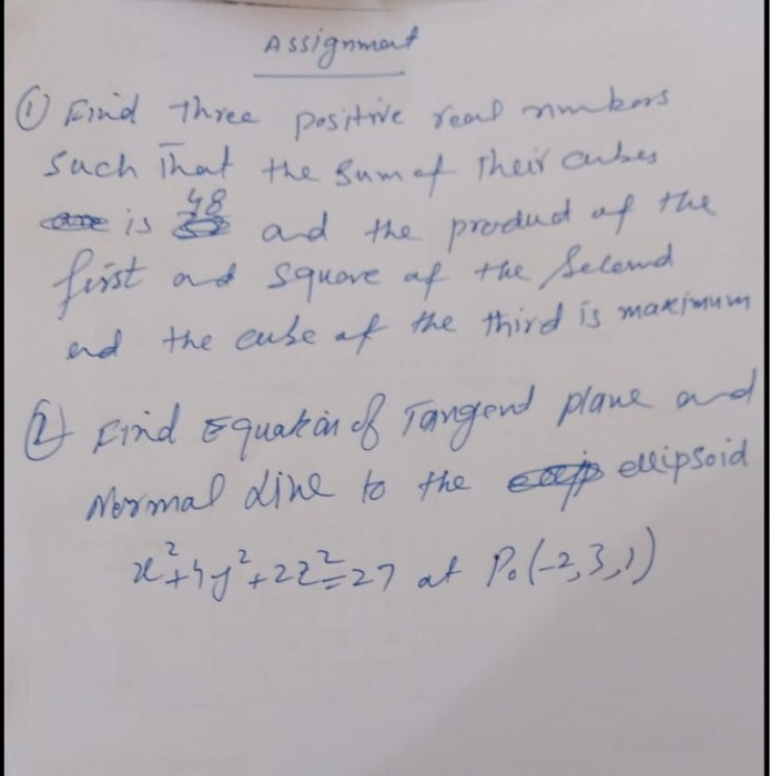 Solved Assignment 1 Find three positive real numbers such | Chegg.com
