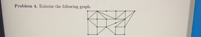 Solved Problem 4. Eulerize the following graph. oblem 7. | Chegg.com