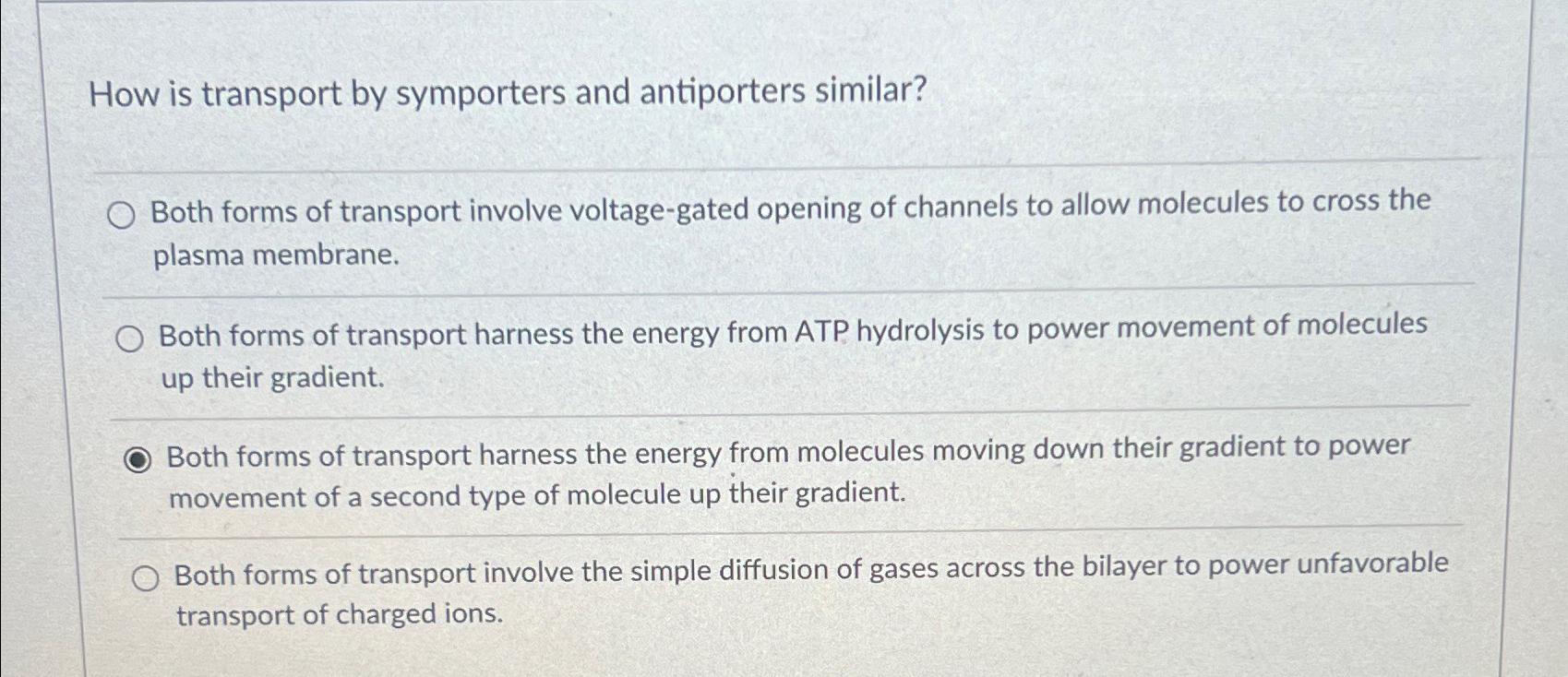 Solved How is transport by symporters and antiporters | Chegg.com