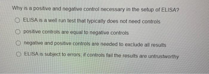 Solved Why is a positive and negative control necessary in | Chegg.com