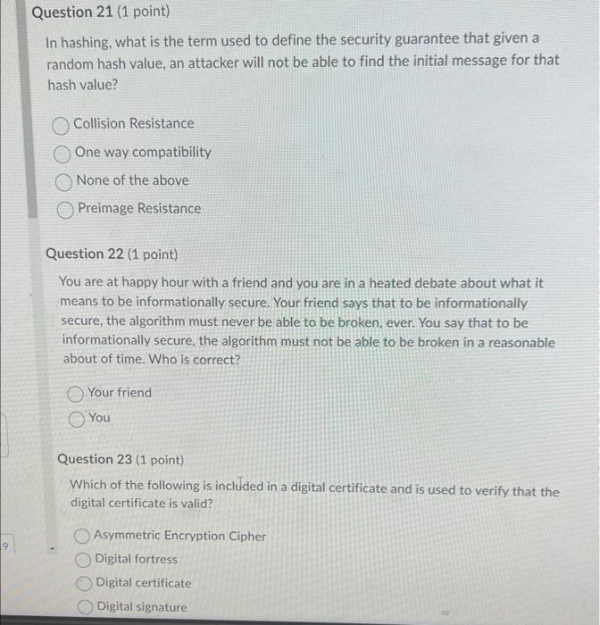 Solved Question 20 (1 point) Correctly order the following | Chegg.com
