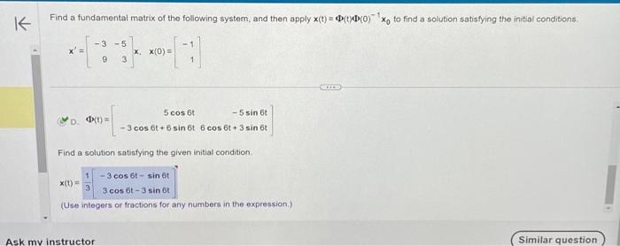 Solved Find a fundamental matrix of the following system, | Chegg.com