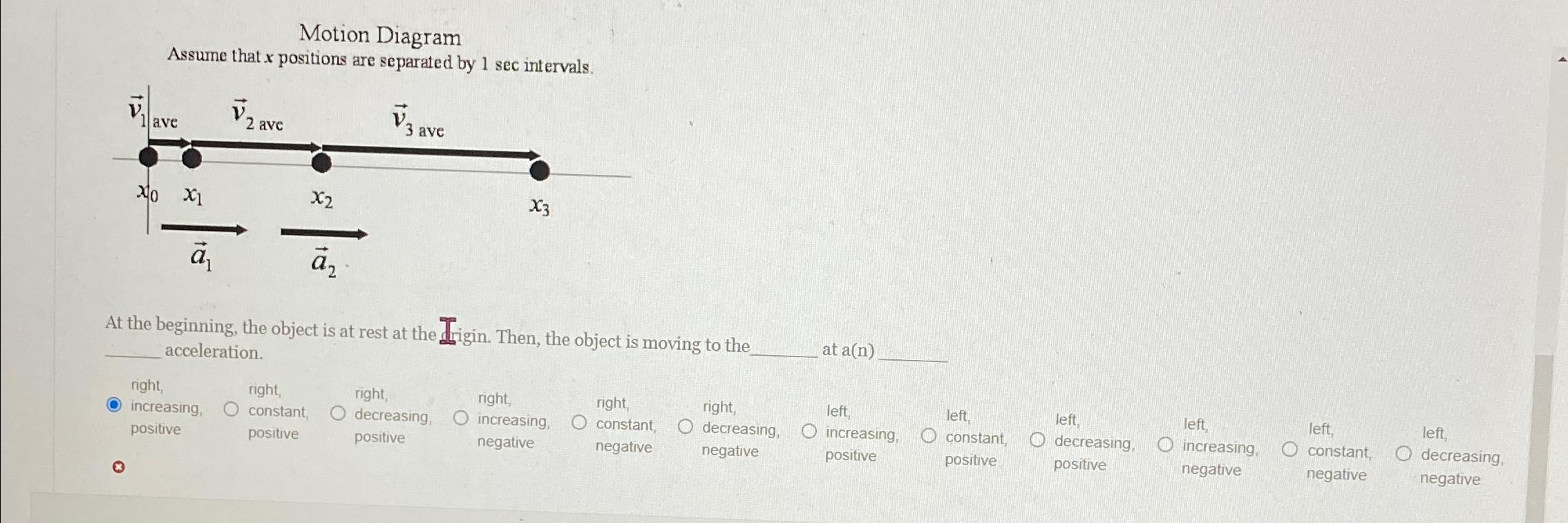 Solved Motion DiagramAssume that x ﻿positions are separated | Chegg.com