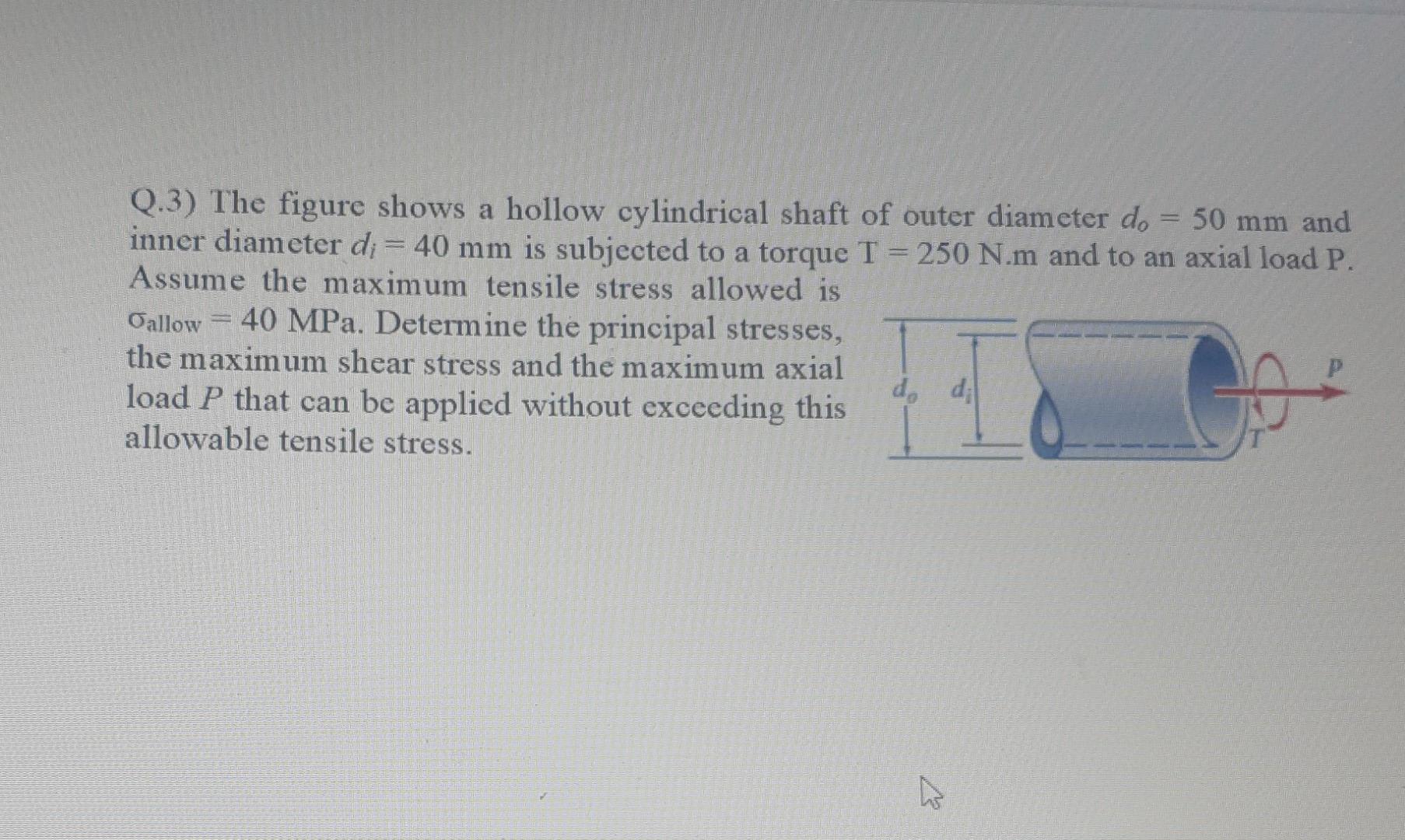 Solved Q.3) The figure shows a hollow cylindrical shaft of | Chegg.com