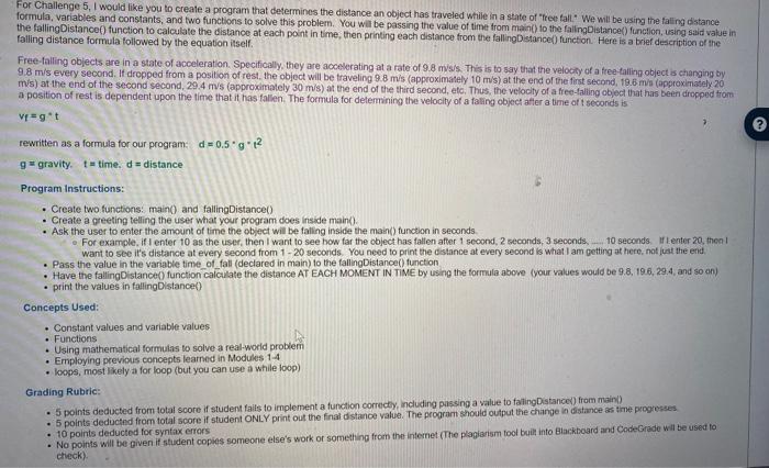 Solved For Challenge 5, I would like you to create a program | Chegg.com