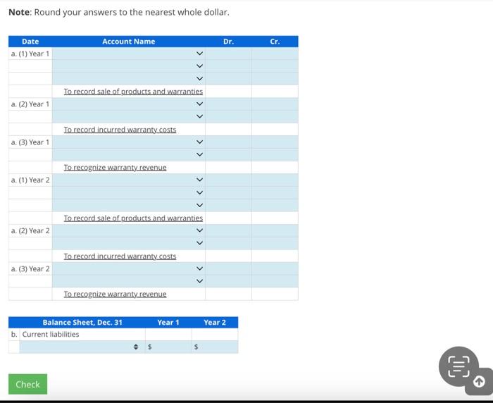 Solved Recording and Reporting Warranties During Year 1, | Chegg.com