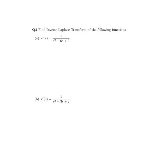 Solved Q2 Find Inverse Laplace Transform of the following | Chegg.com
