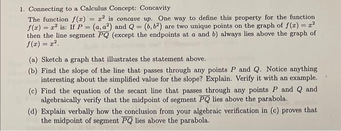 Solved 1. Connecting to a Calculus Concept: Concavity The | Chegg.com