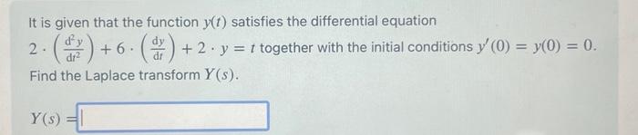 Solved It is given that the function y(t) satisfies the | Chegg.com