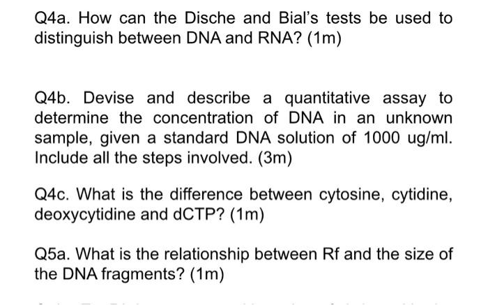 Solved Q4a. How can the Dische and Bial's tests be used to | Chegg.com