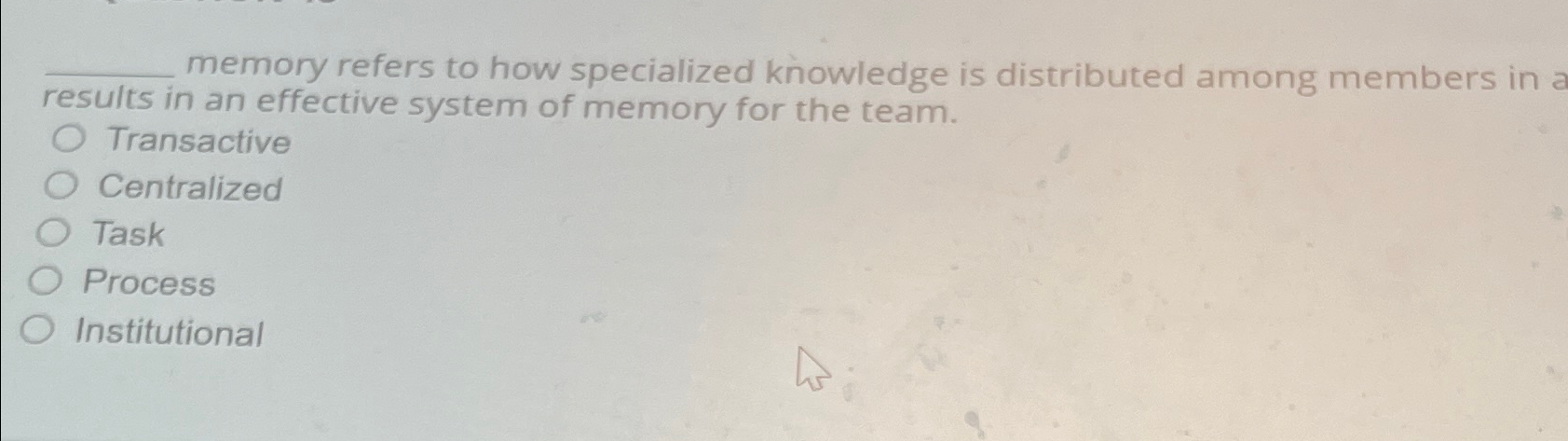 Solved memory refers to how specialized knowledge is | Chegg.com